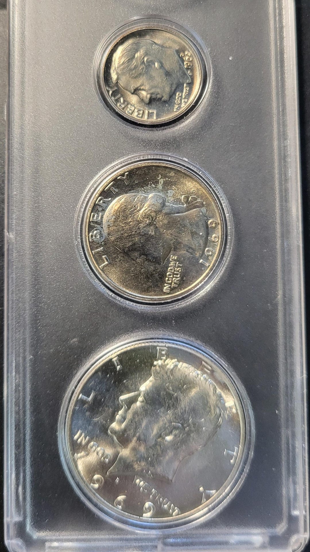 2 Items-jfk 1969 Coin Set/original Hard Protector MT. 1935 E Silver ...