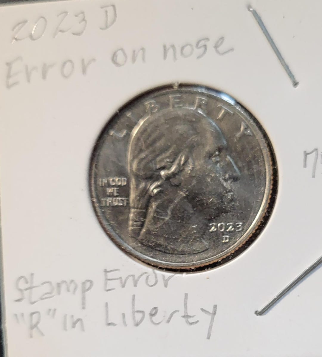 2023 D Washington Quarter Double Die Obverse ERROR on the Nose and "r ...