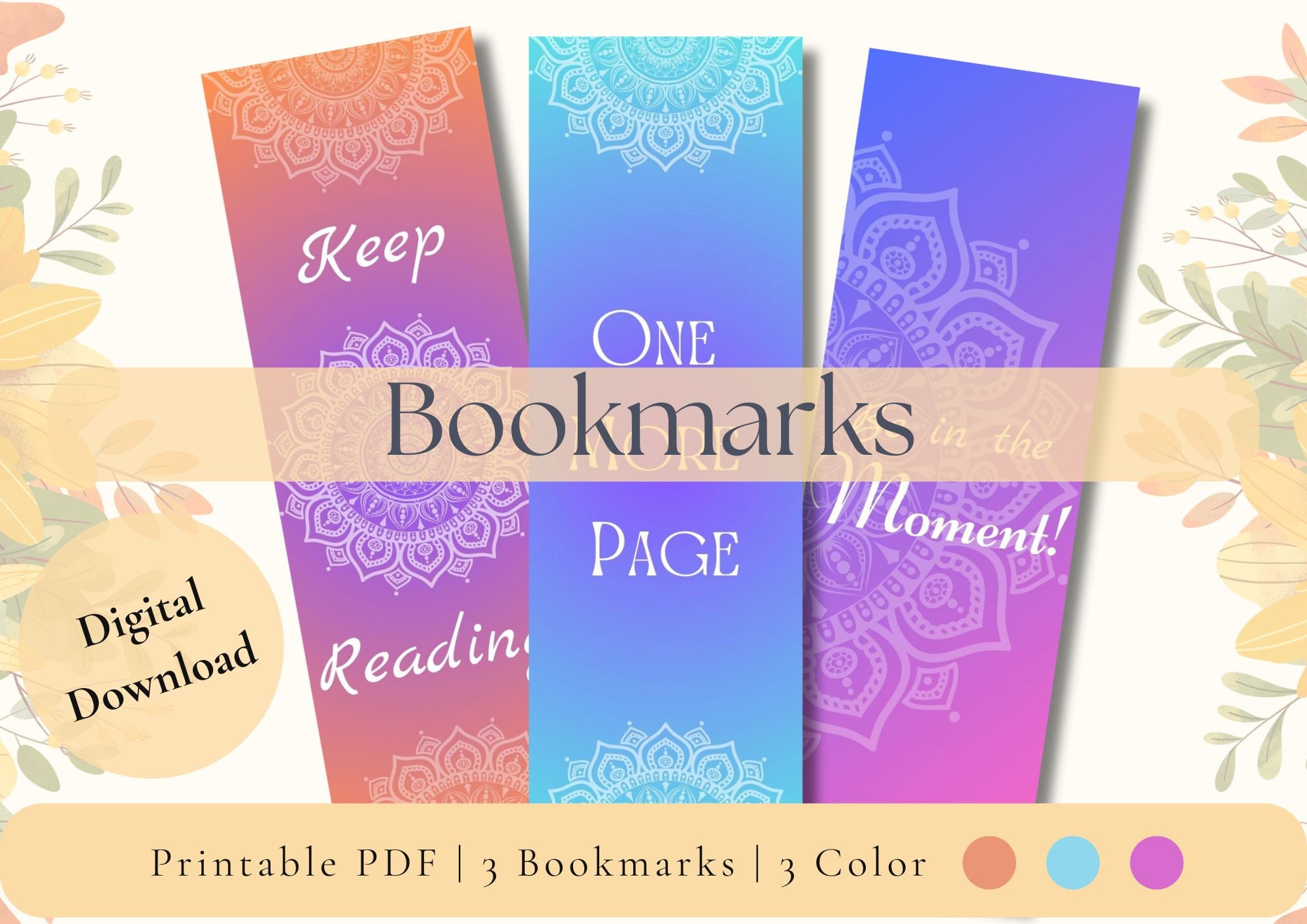 Mandala Bookmarks, Quotes, Printable Bookmark, Easy to Print Easy to ...