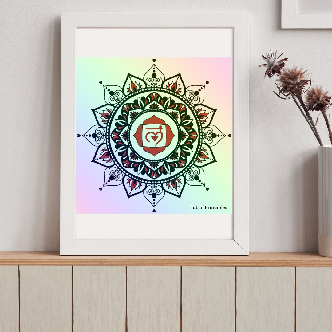 Root Chakra Mandala Art, Wall Artwork, Home Decor, Inspirational Quotes ...