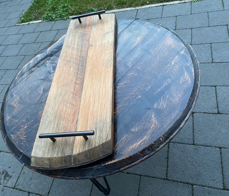 Solid Oak Whiskey Barrel Lid Table - Etsy