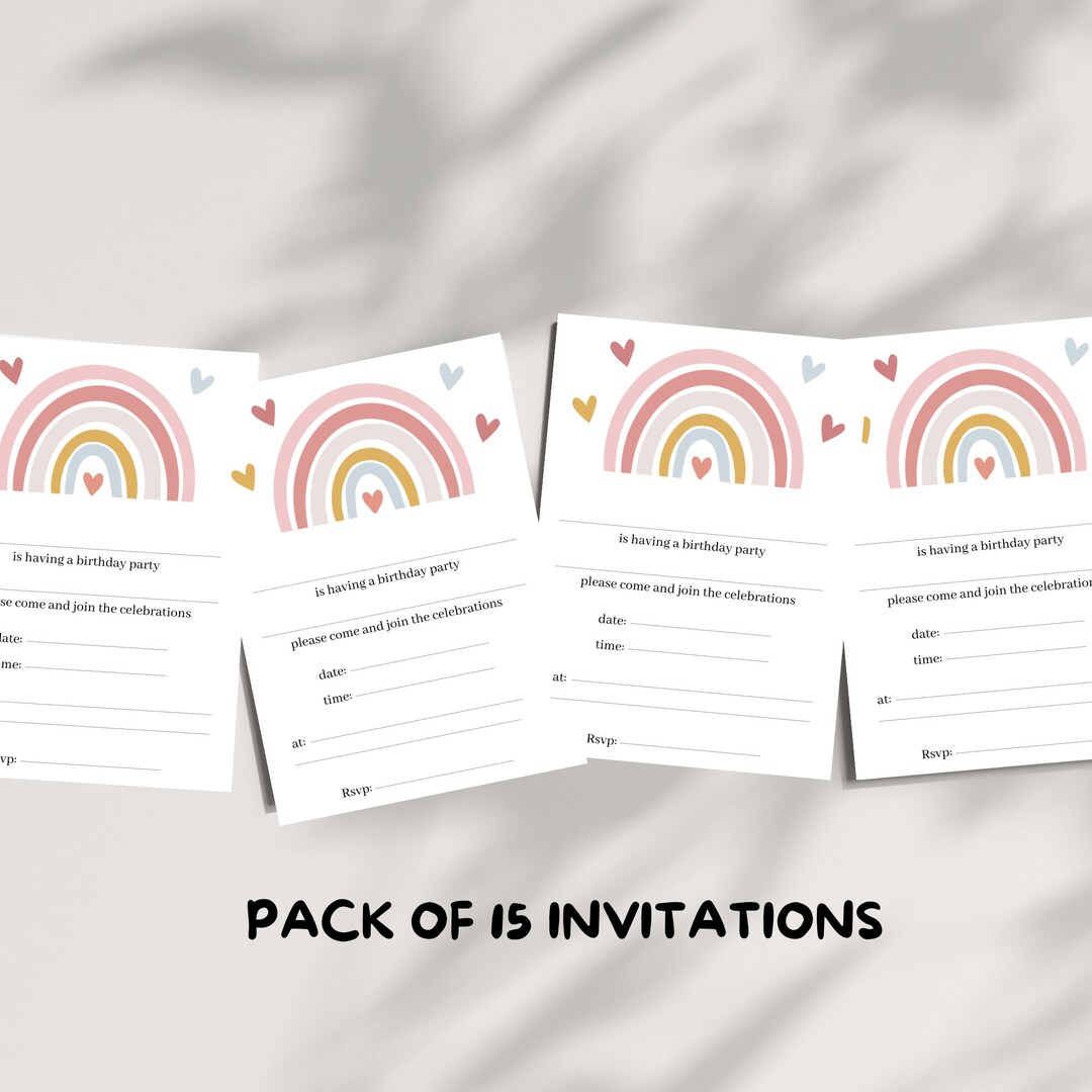 15 Blank Party Invitations, Kids Party Invitations, Girl Invitations ...