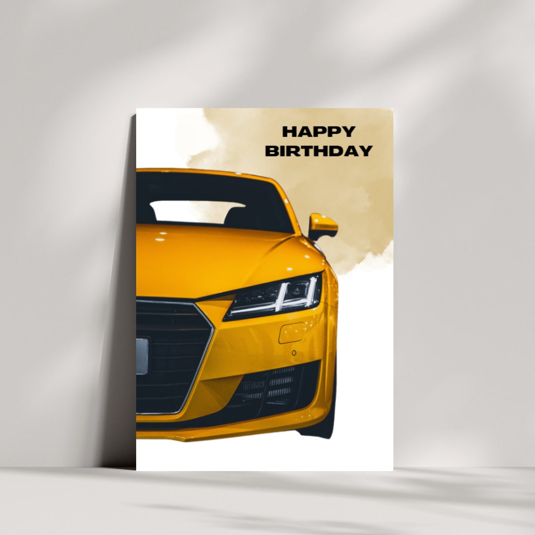 Sports Car Birthday Card, Happy Birthday Card, Car, Orange Car, Car ...