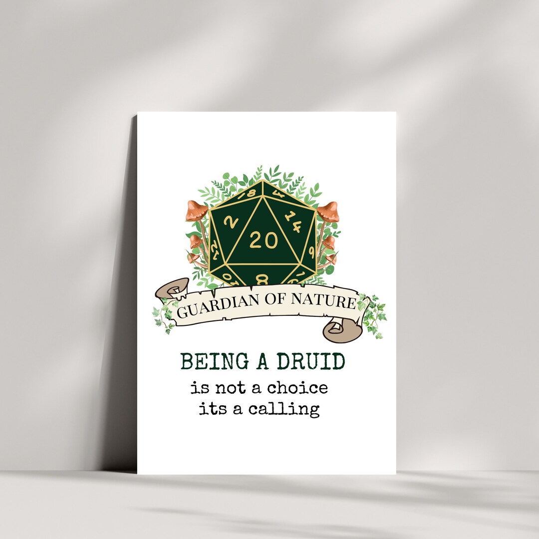 Druid Birthday Card: Guardian of Nature D20 Dice - Etsy