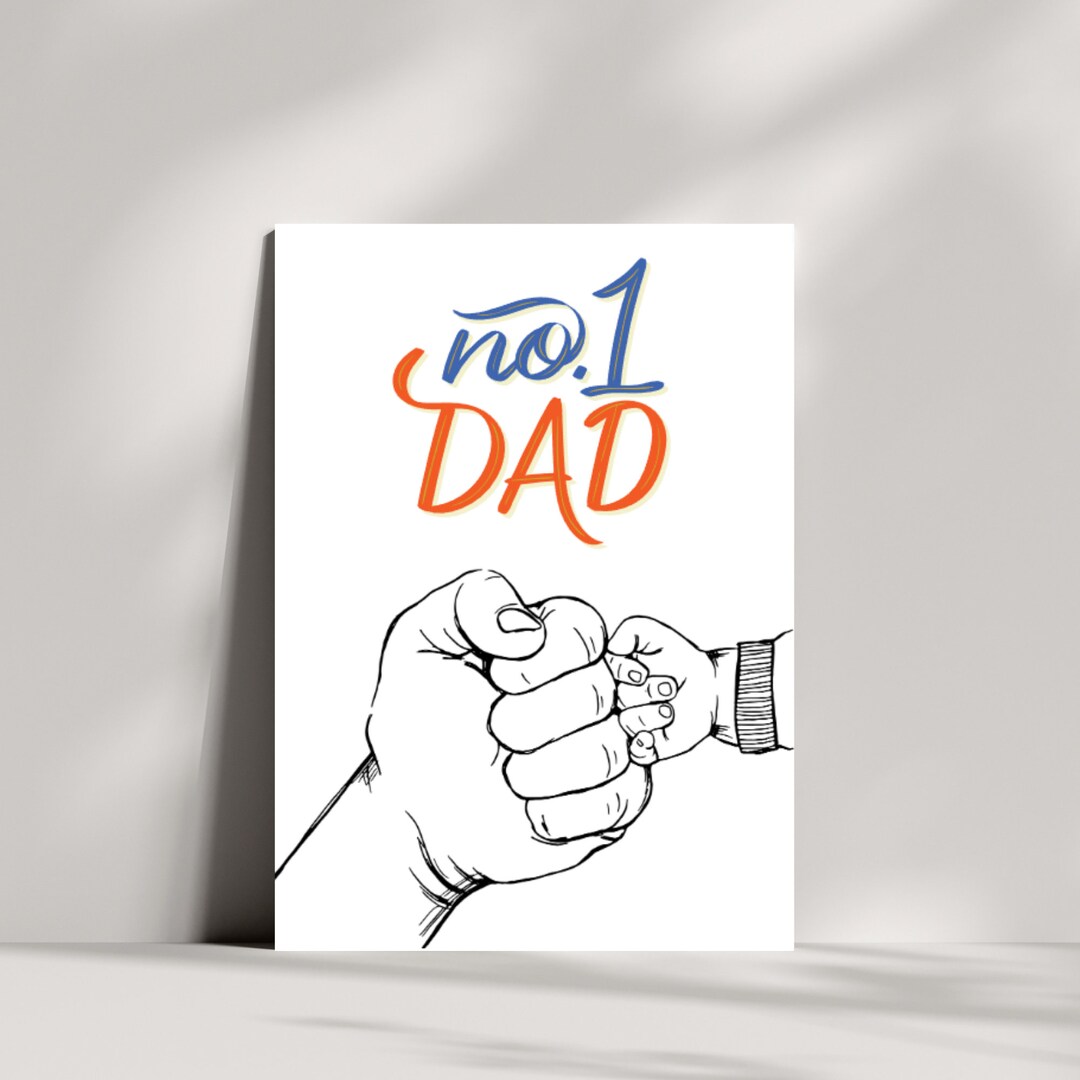 No 1 Dad Fathers Day Card, Fist Pump, Fathers Day Card, Blank Greetings ...