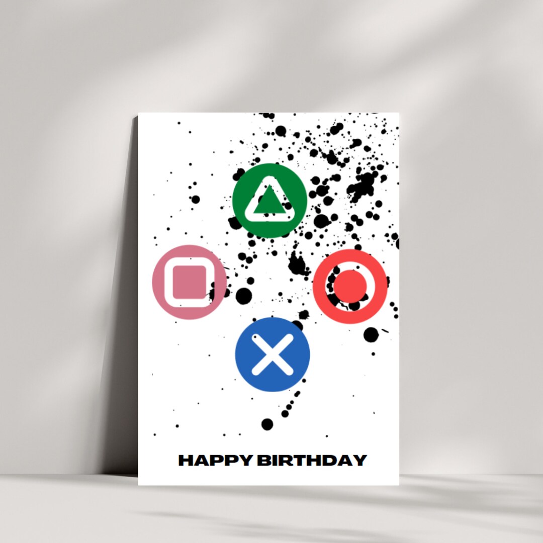 Playstation Inspired Birthday Card, Gamer Birthday Card, Game ...