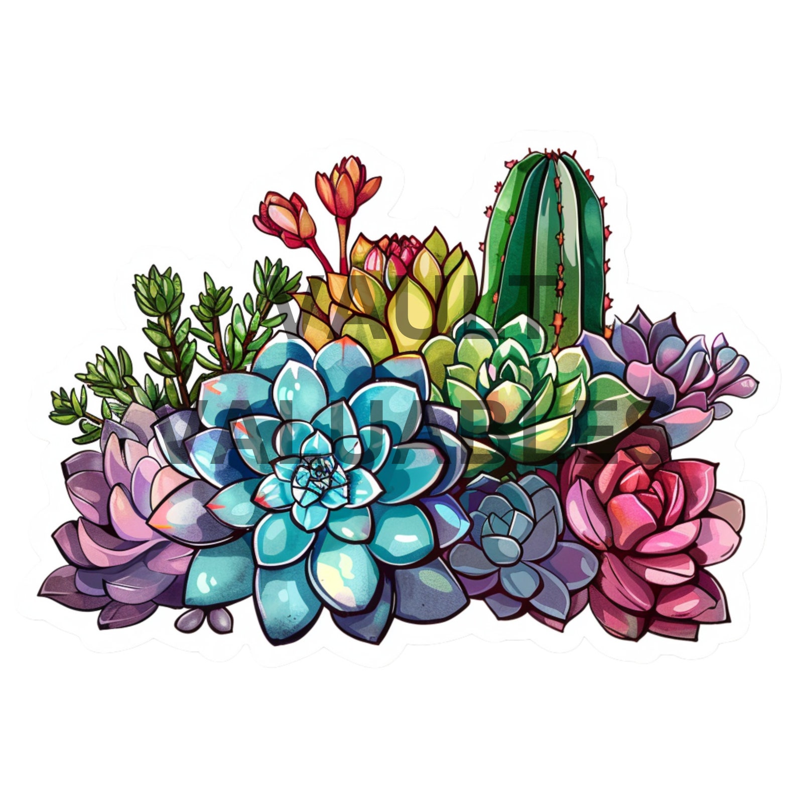Succulent Sticker multiple Sizes Decal Mini Waterproof Vinyl Sticker ...
