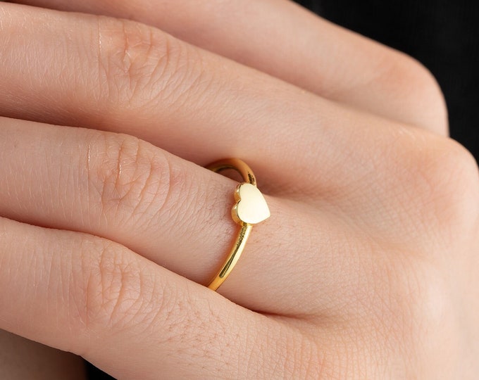 Gold Heart Ring - Etsy