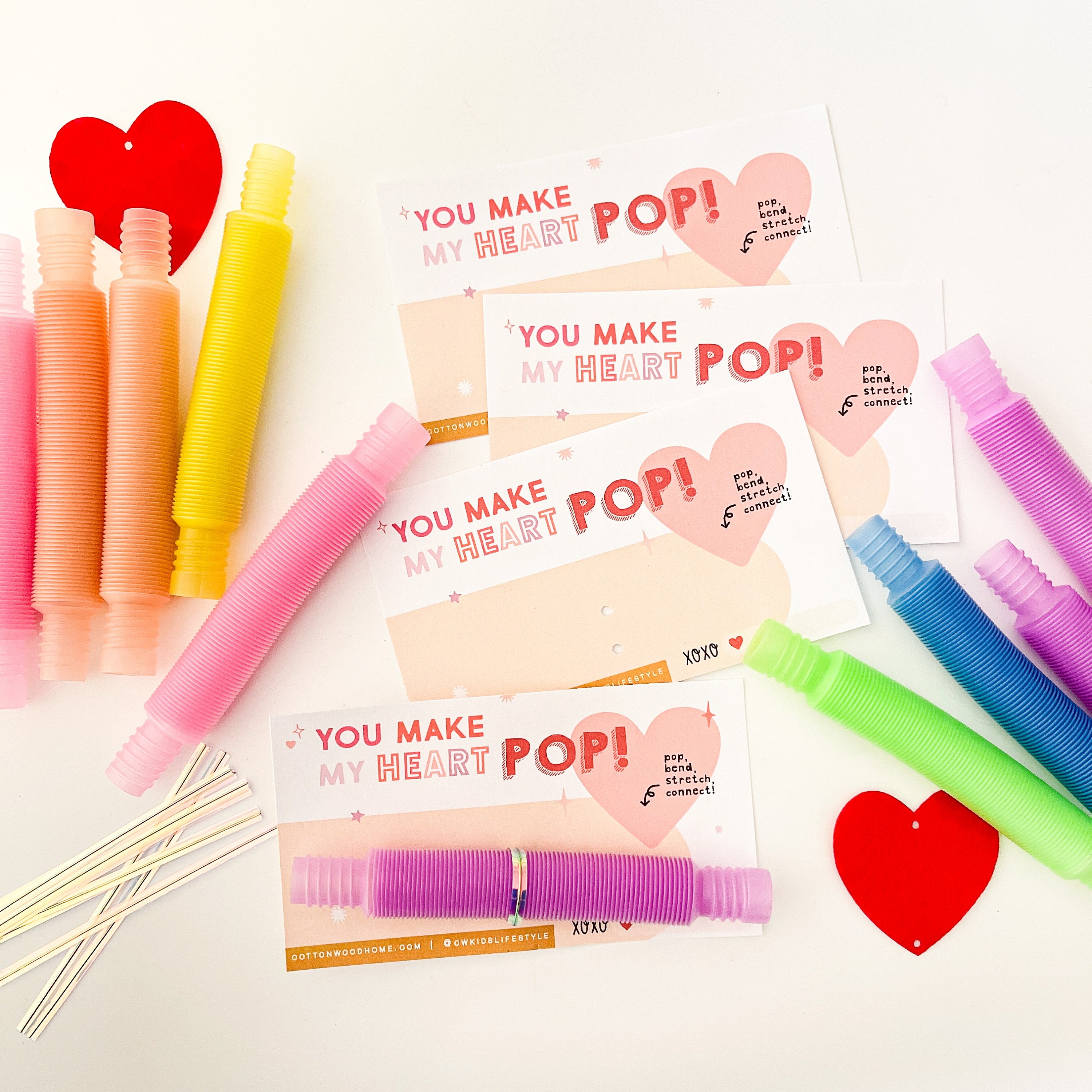 PRINTABLE DIY Pop Tube Valentine Cards | Easy Non Candy Fidget ...