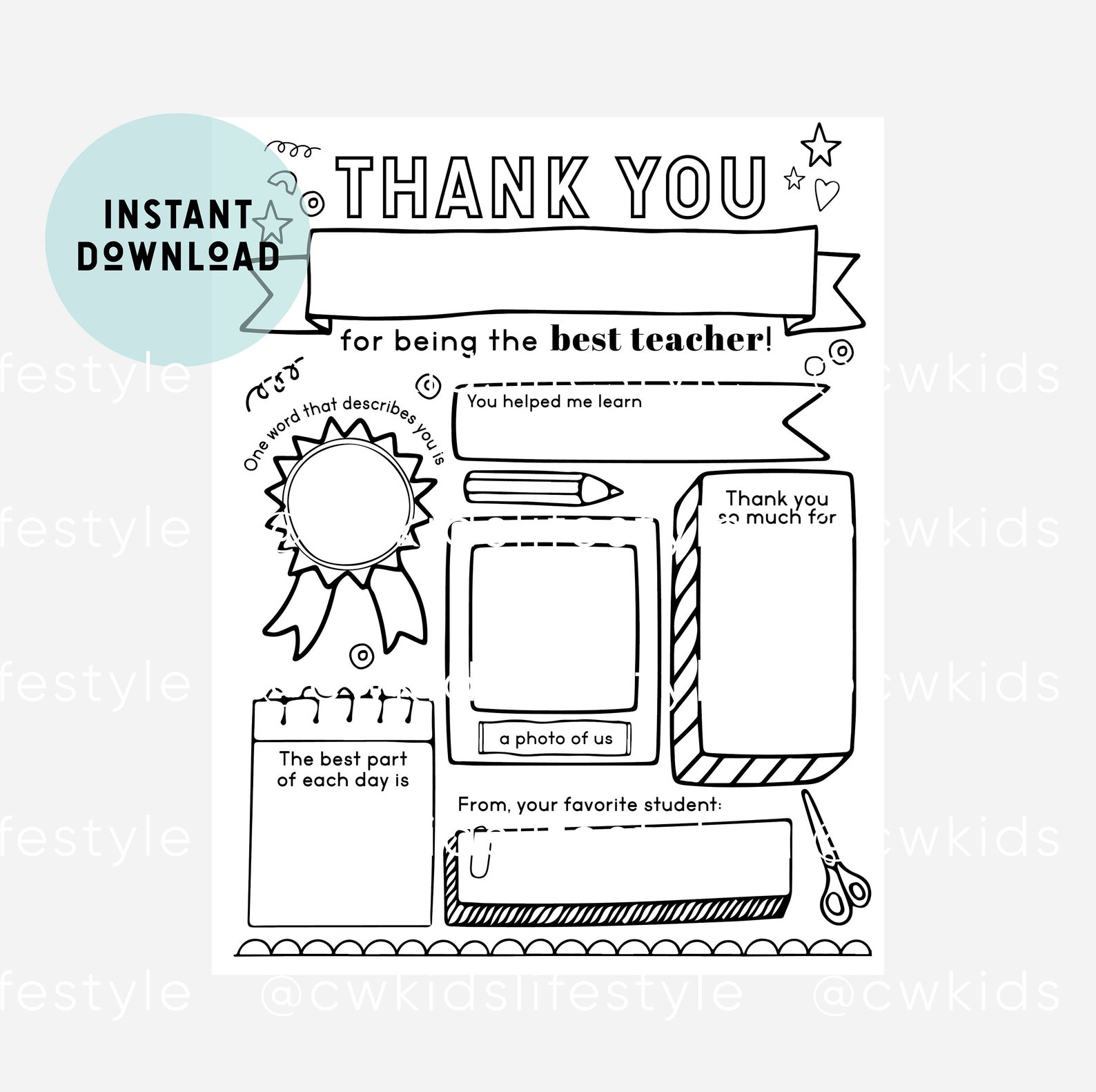 DIY Teacher Appreciation Printable | Thank You Teacher Printable for ...