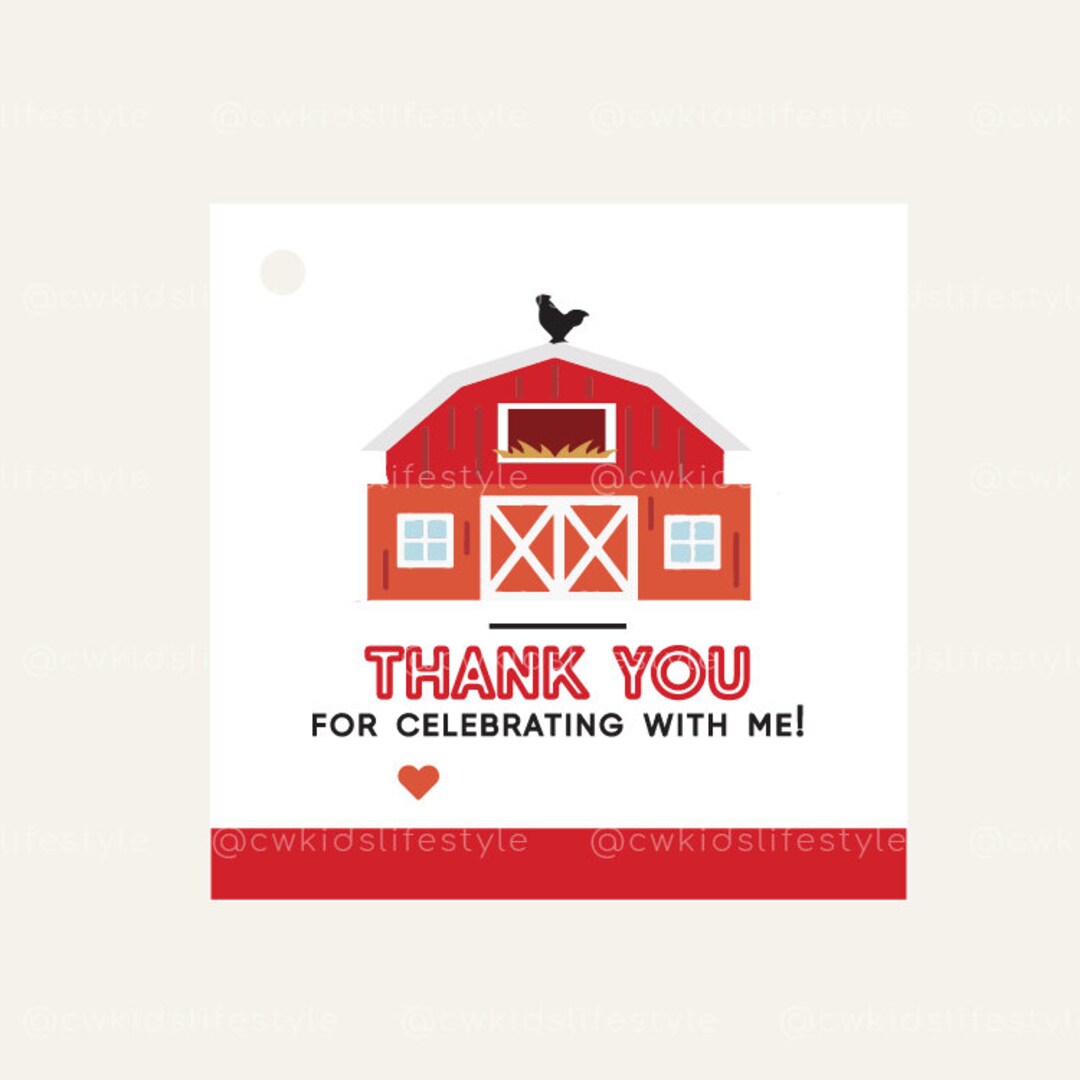 Farm Party Favor Tag Printable | Kids Barnyard Theme Favor Bag Tag ...