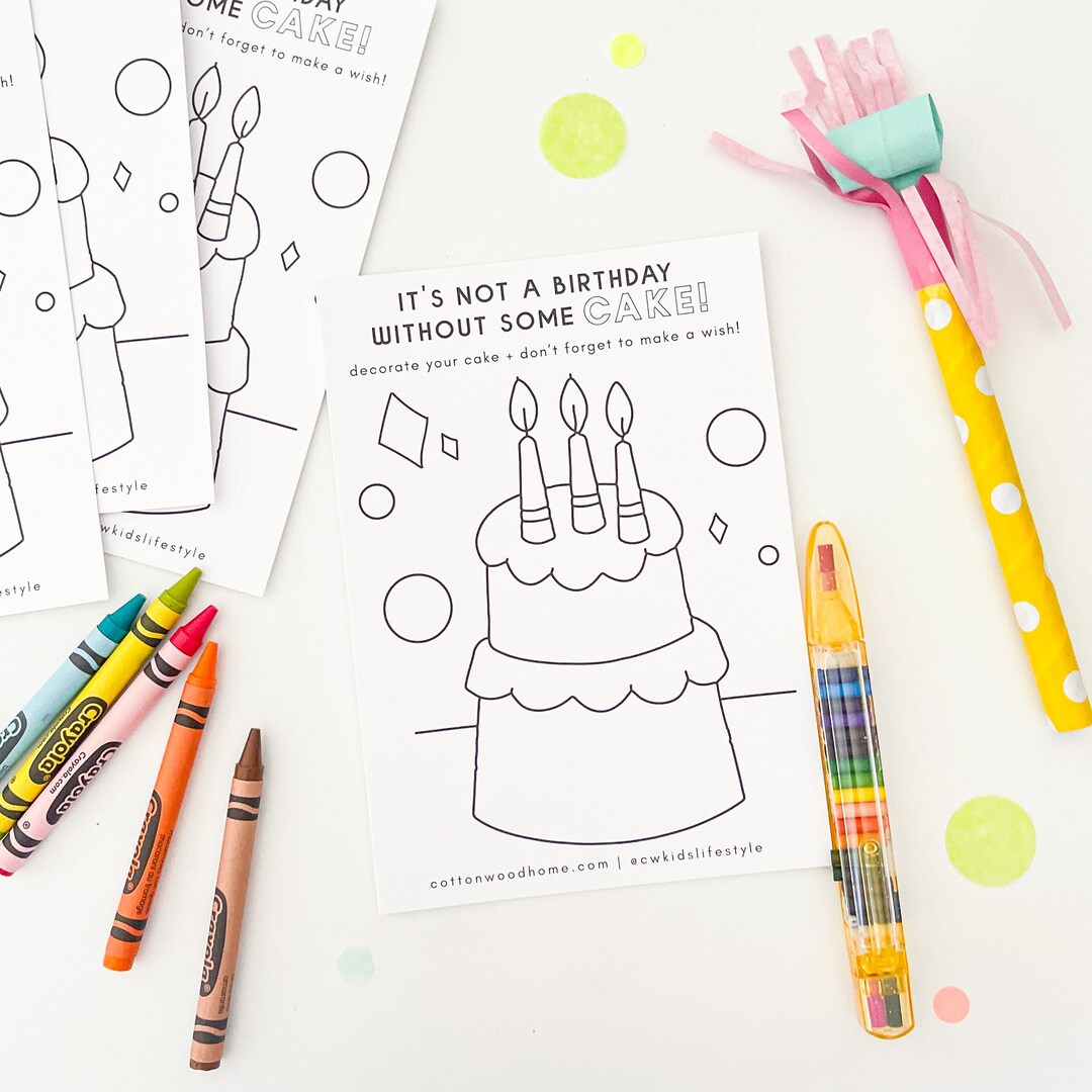 Kids Birthday Cake Coloring Sheet | Birthday Printable Digital File ...