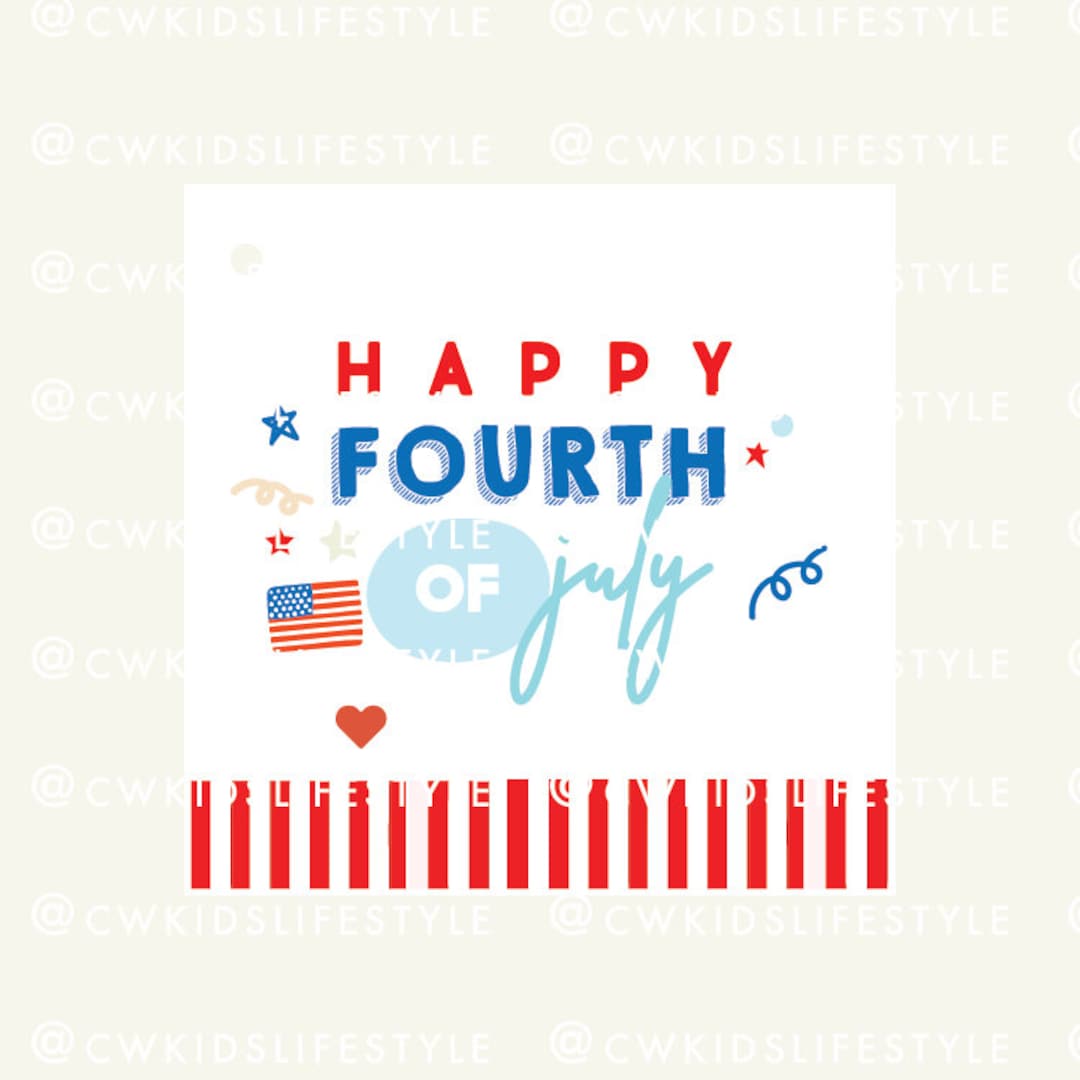 4th of July Favor Tag Printable | Red White Blue Kids Favor Bag Tag ...