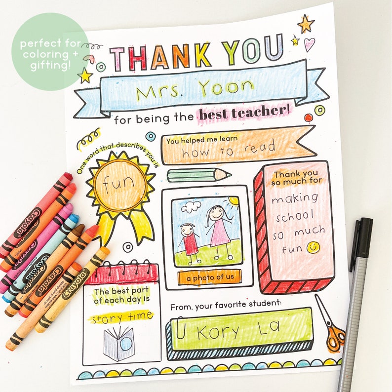 DIY Teacher Appreciation Printable Thank You Teacher - Etsy