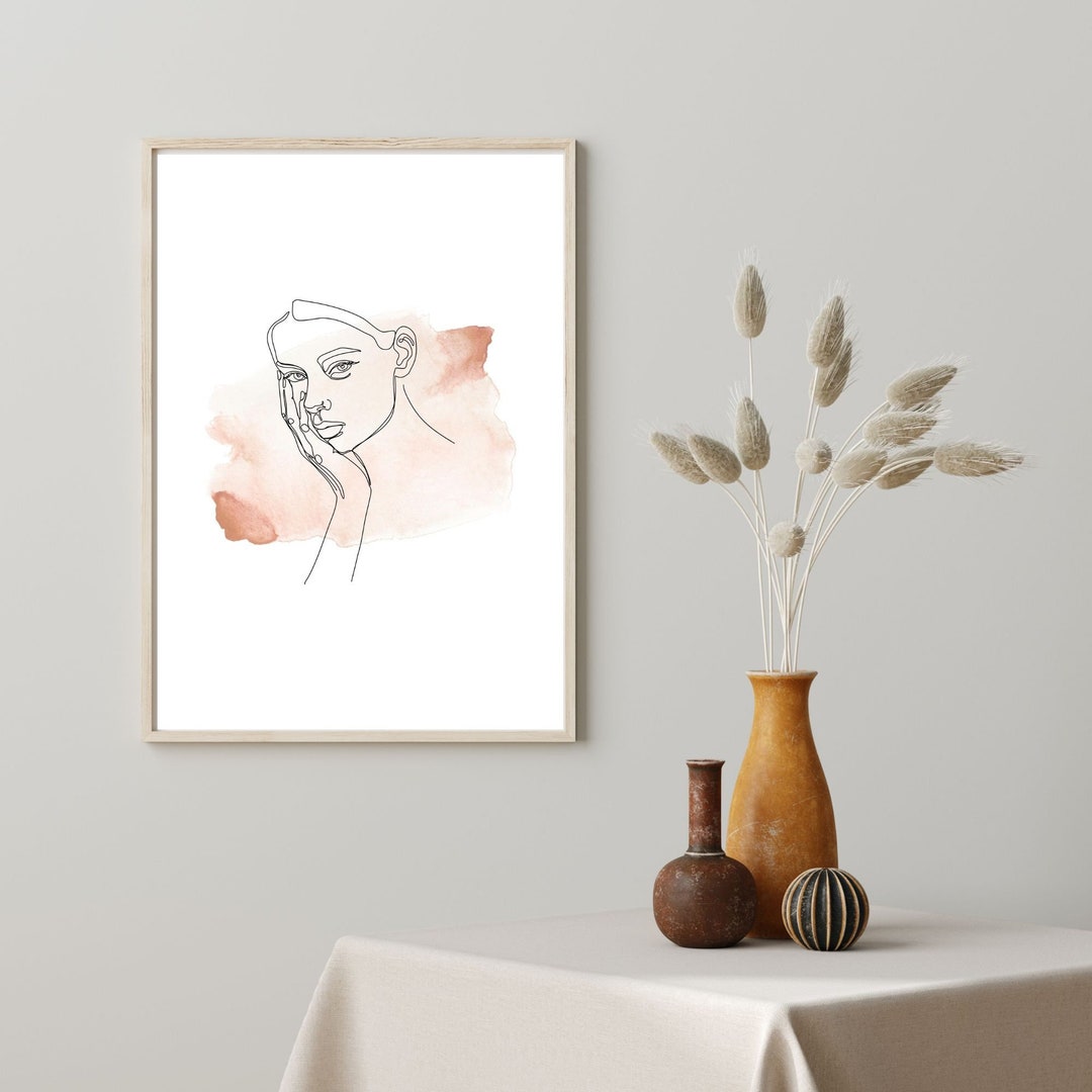 Woman's Face Fine Line Print Abstract Art Line Drawing - Etsy
