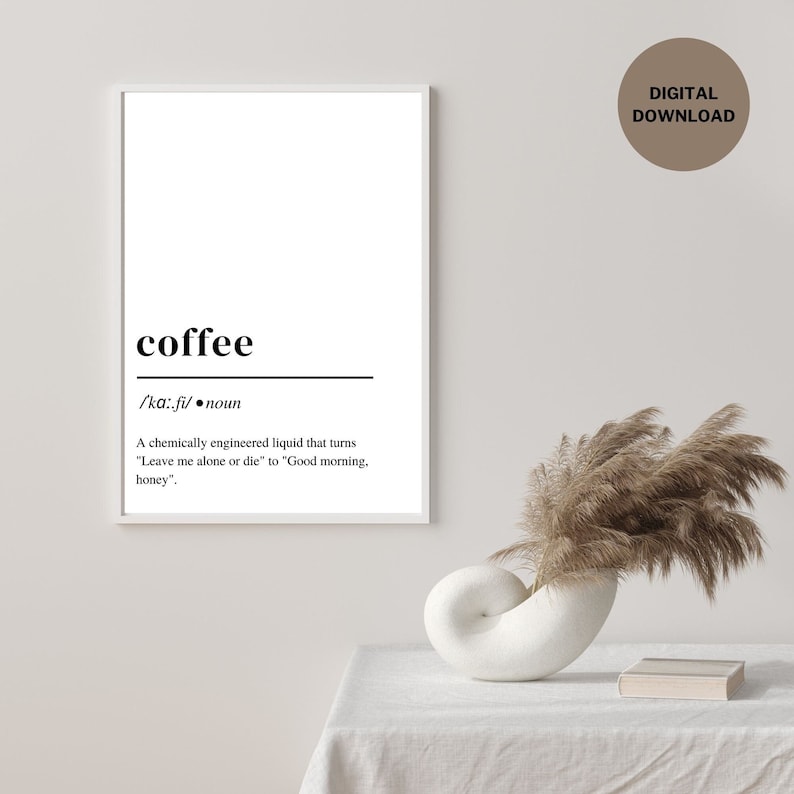 Coffee Definition Print Printable Wall Art Coffee Wall - Etsy