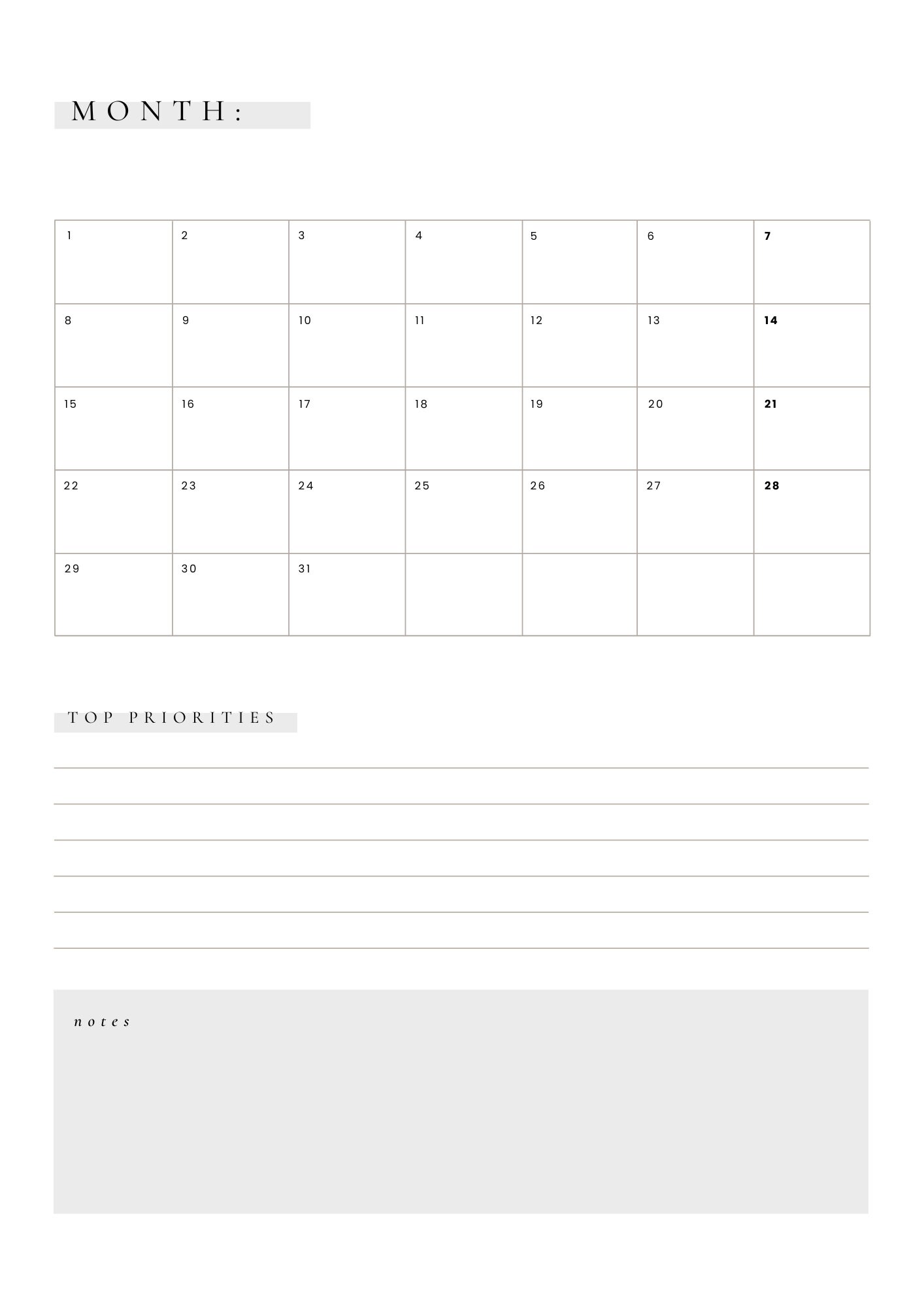 Digital Monthly Planner Printable Daily Planner Monthly to Do List ...