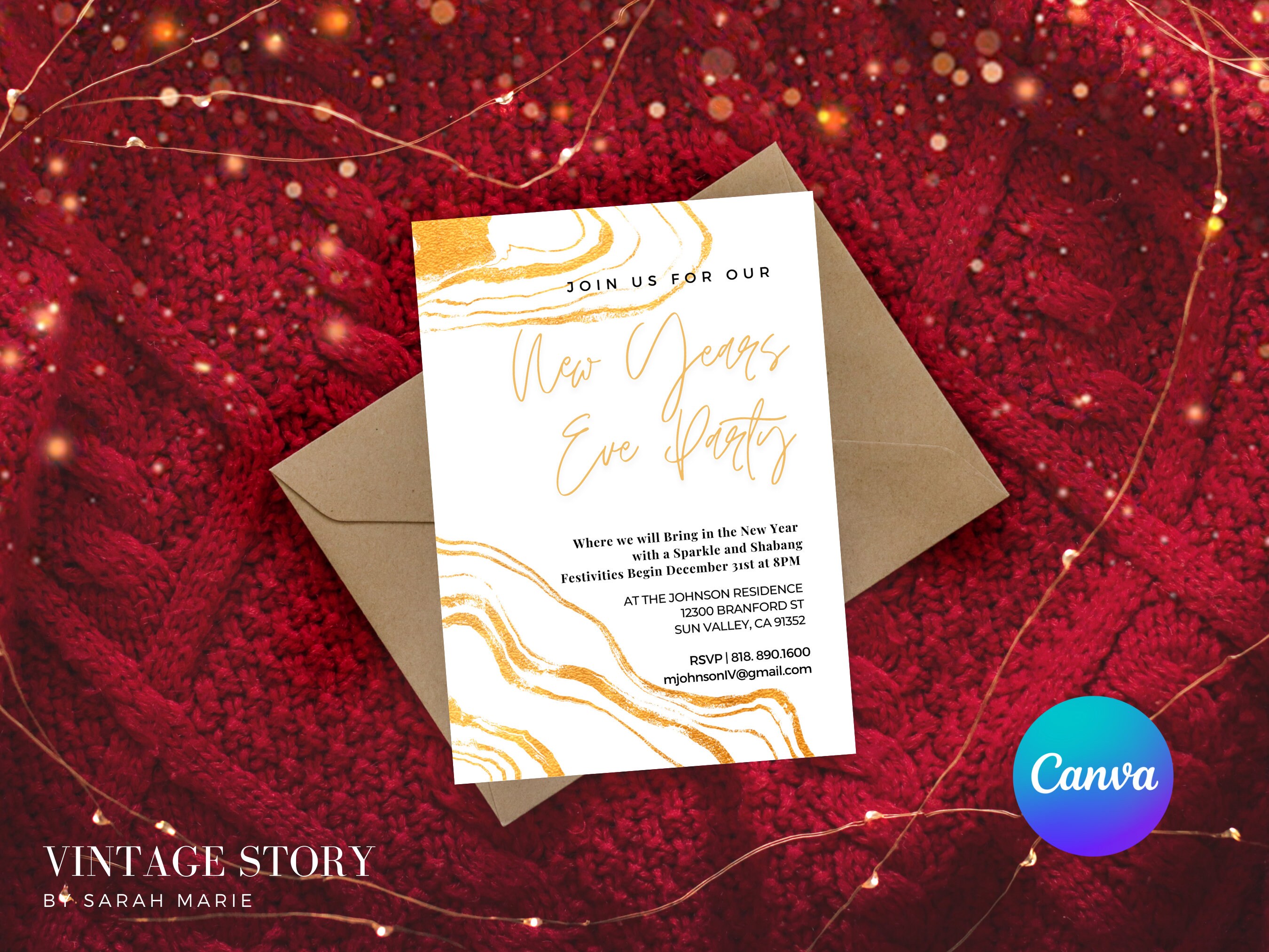 New Years Eve Invitation Printable New Year Card New Years - Etsy