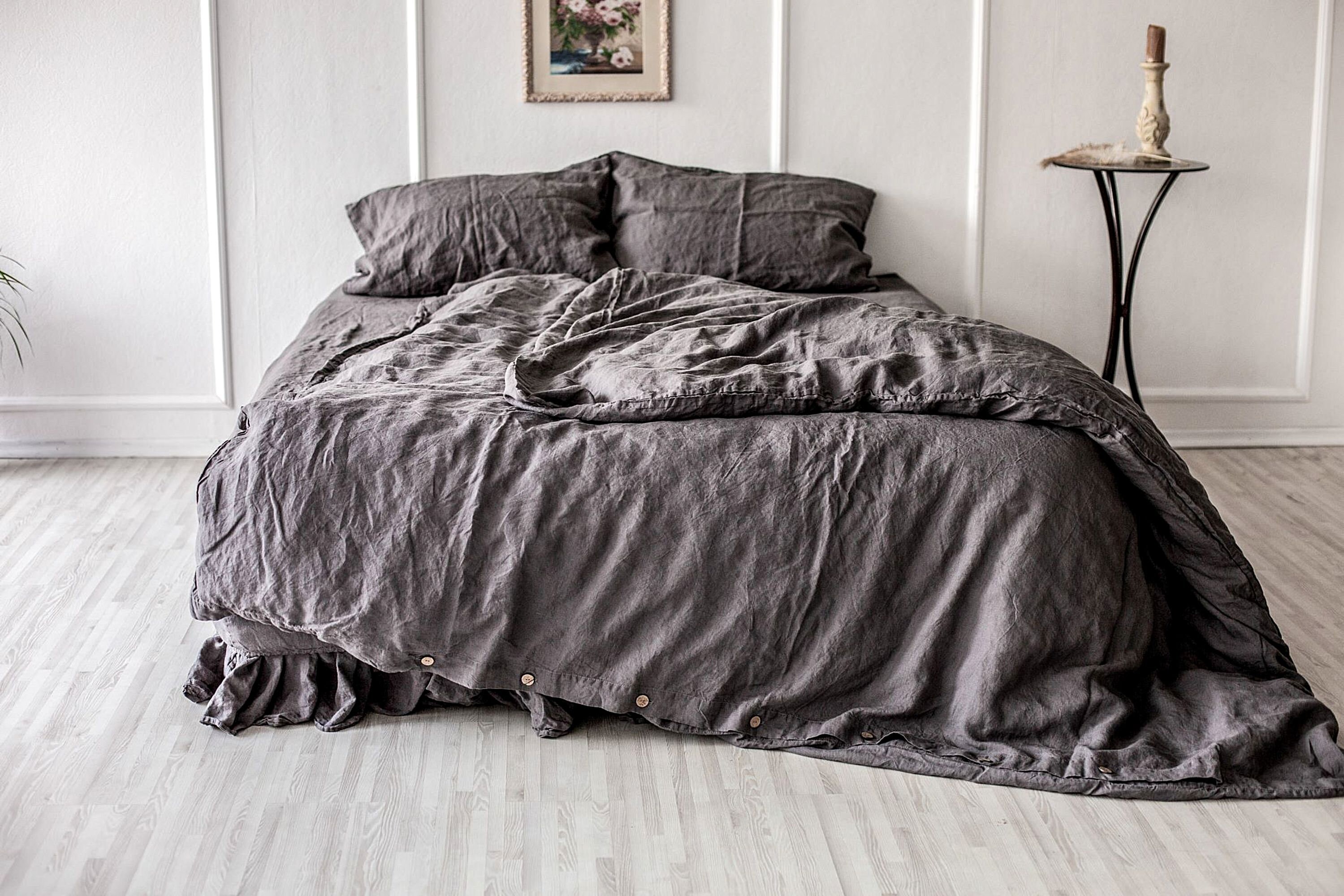 Classic Duvet Cover With Buttons Natural Duvet Cover Natural Linen ...