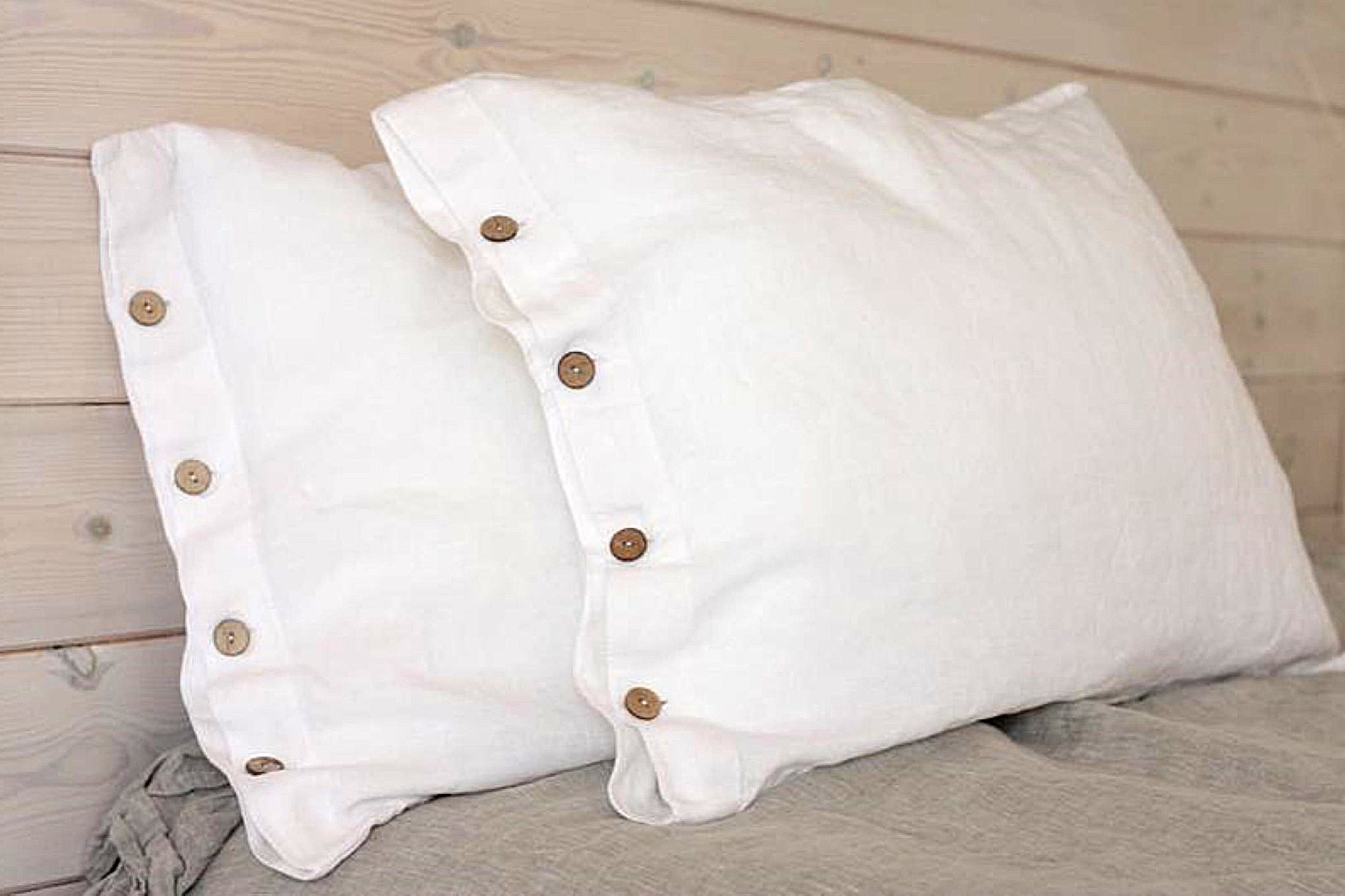 Flax Linen Pillowcase Coconut Buttons Closure Pure Linen - Etsy Canada