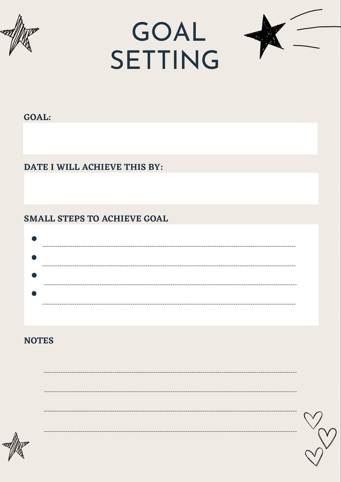 Printable PDF Goal Setting Worksheet - Etsy