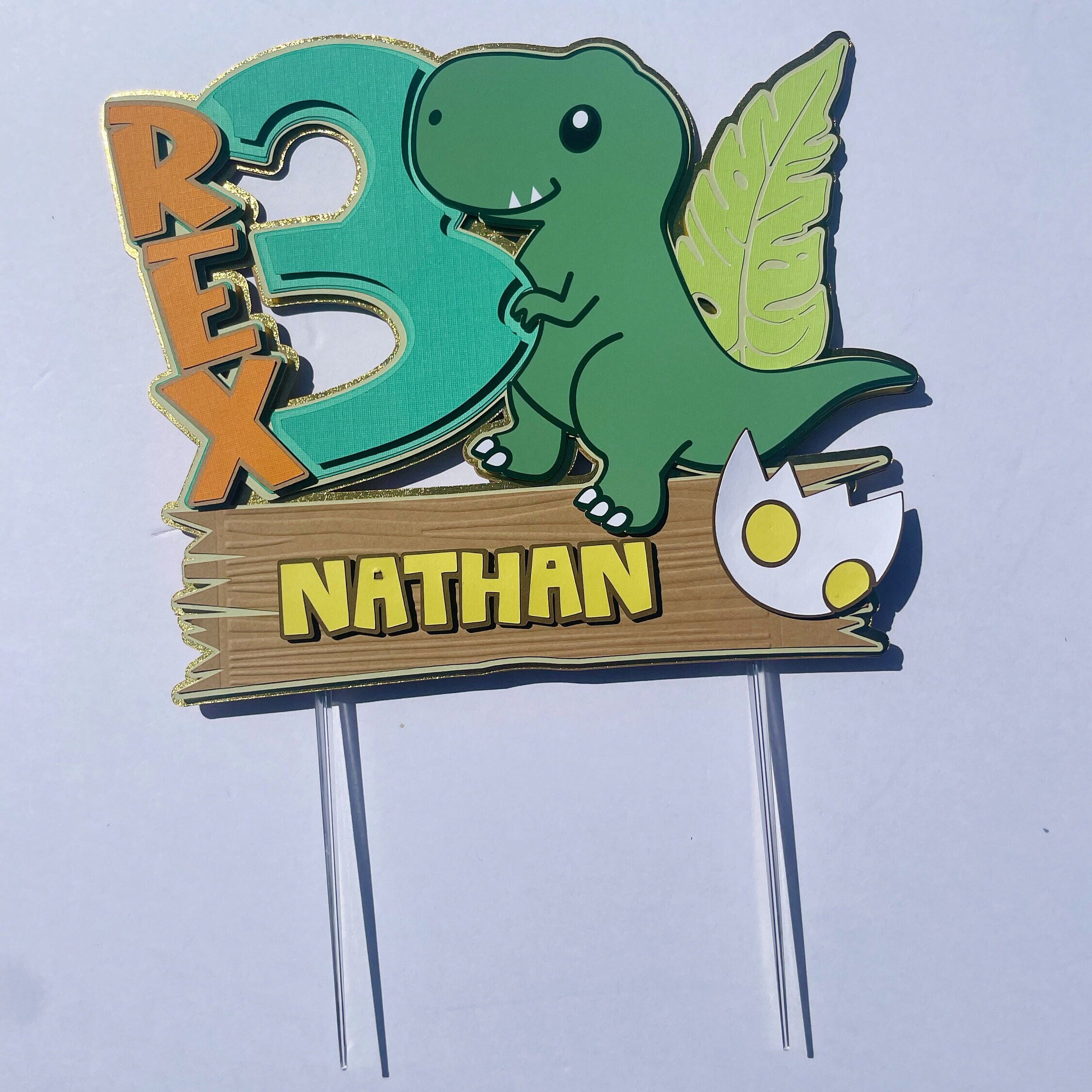 Three-rex Cake Topper, 3-rex Birthday Party, Dinosaur Cake Topper ...