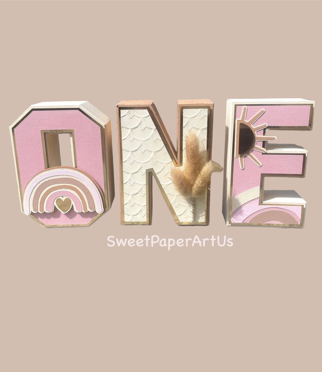 Boho Rainbow Party, ONE 3D Letters, Personalized 3D Letter, Party ...
