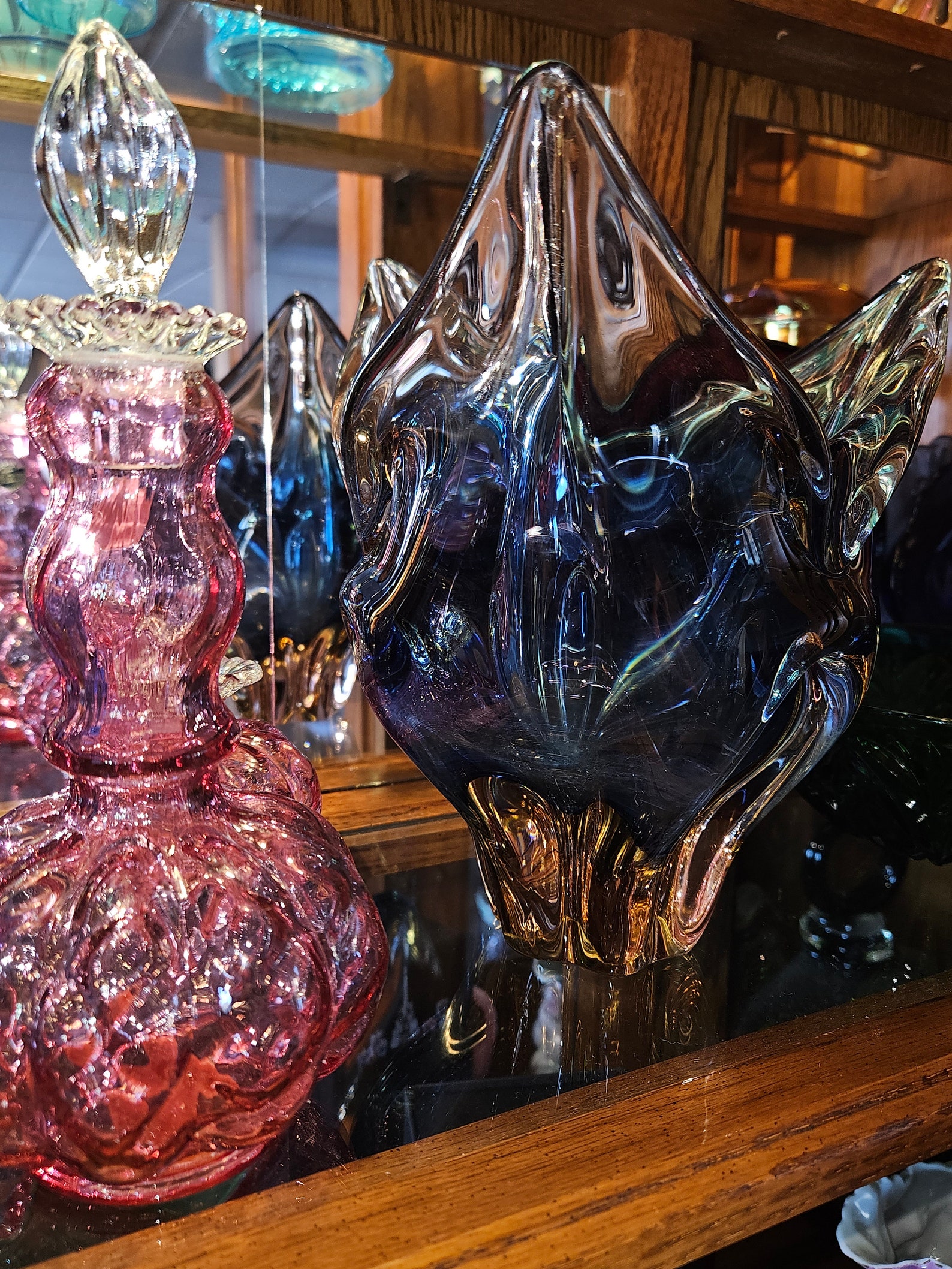 2 Fenton Ruby Overlay Diamond Pattern Lady Berkshire Perfume Containers ...