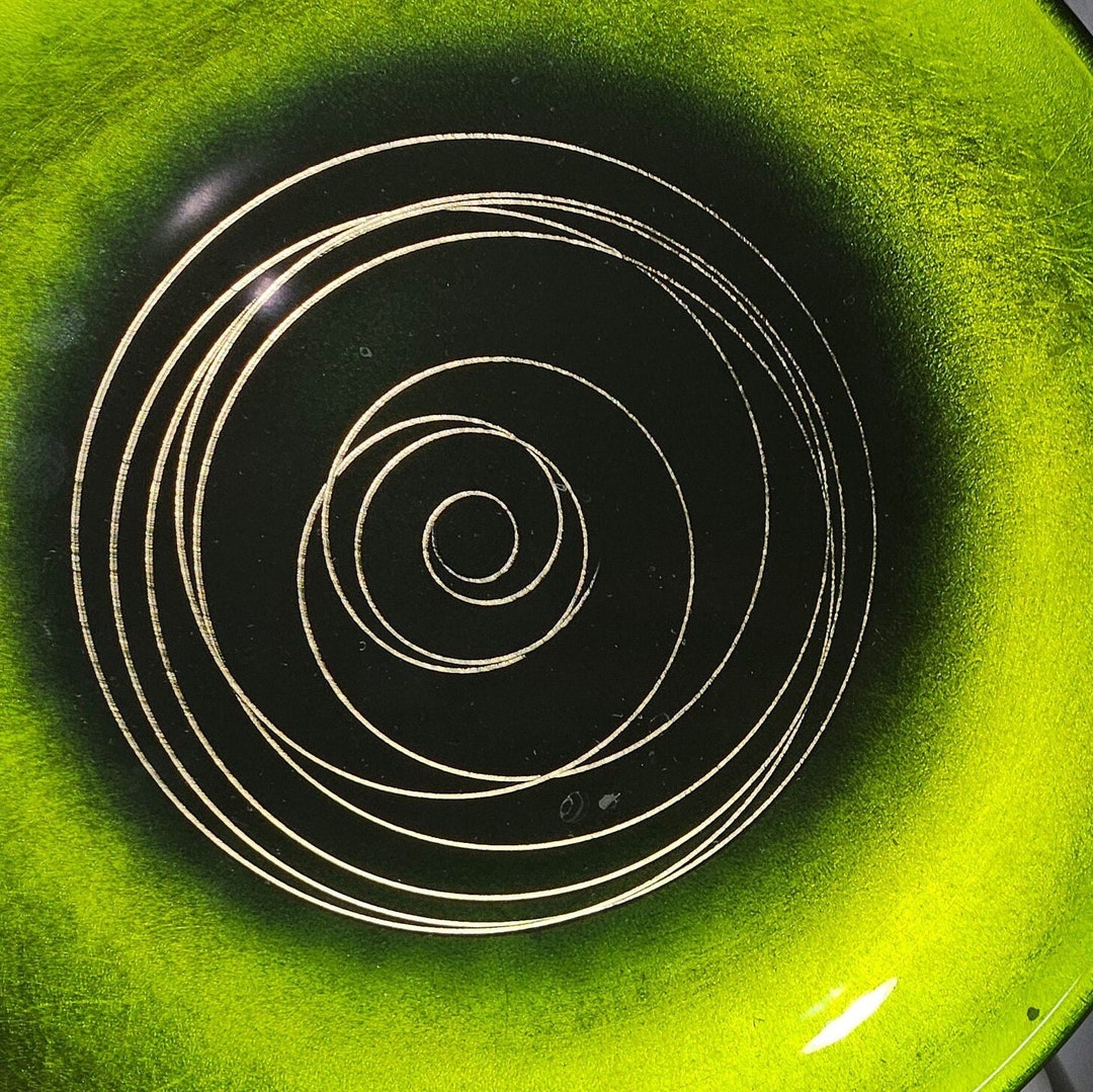 S For6 MCM Lime Green & Gold-dust Italian Glass Plates Set of 6 .. - Etsy