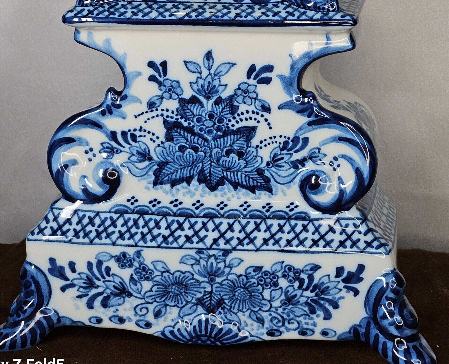 11 Large Royal Delph Blue Holland Mantle Clock With Scholer Swiss ...