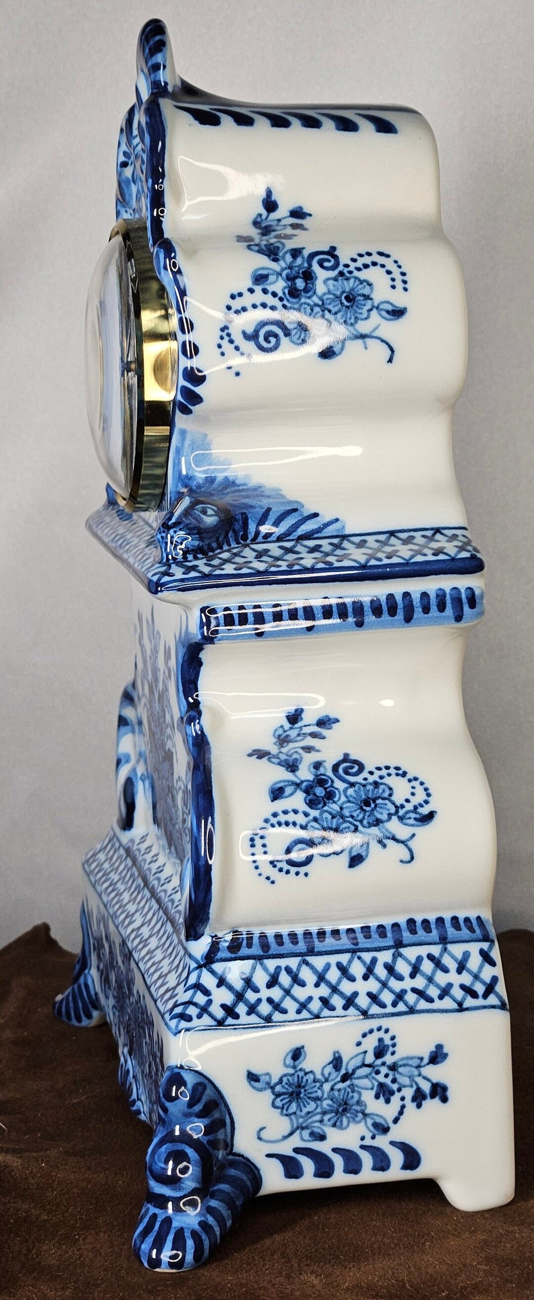 AVA Holland 11 LARGE Royal Delph Blue Holland Mantle Clock W/ Scholer ...