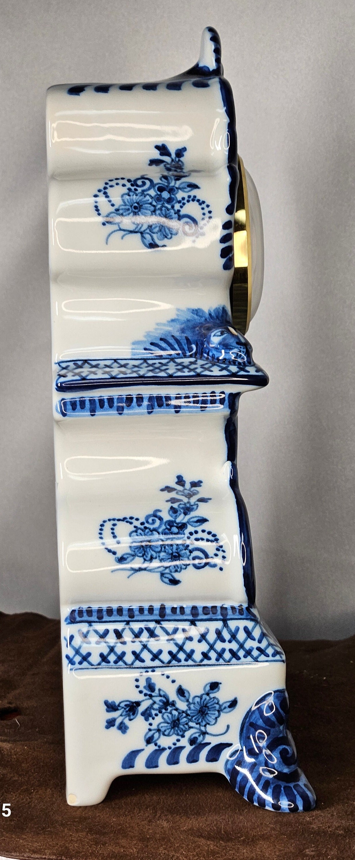 AVA Holland 11 LARGE Royal Delph Blue Holland Mantle Clock W/ Scholer ...