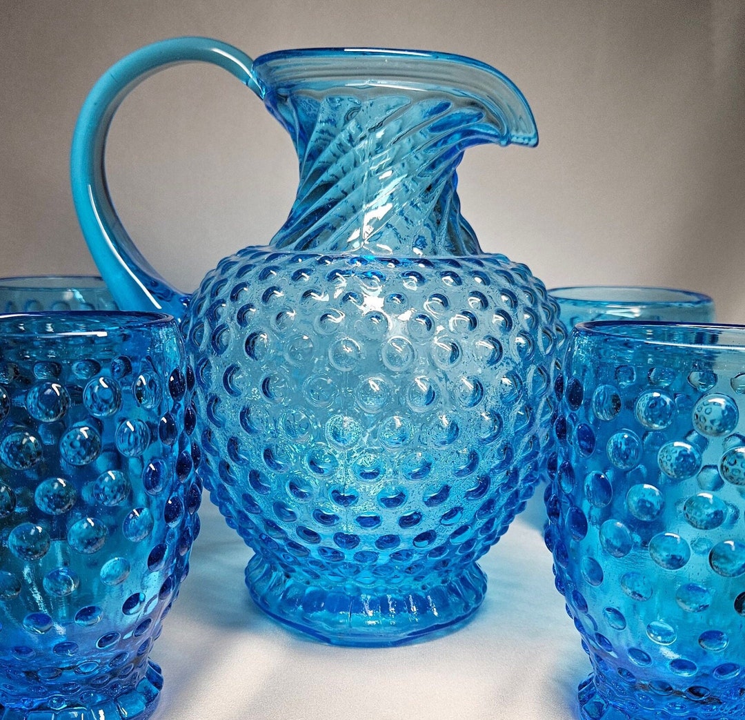 Tiara Blue Hobnail Indiana Glass Drinkware Set - Etsy