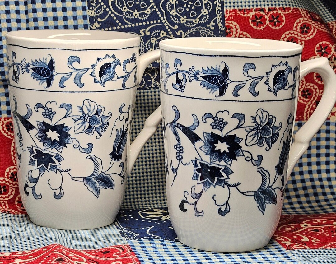 4 Vintage Nikko Blue Ming Tree With Double Pheonix Backstamp Set of ...