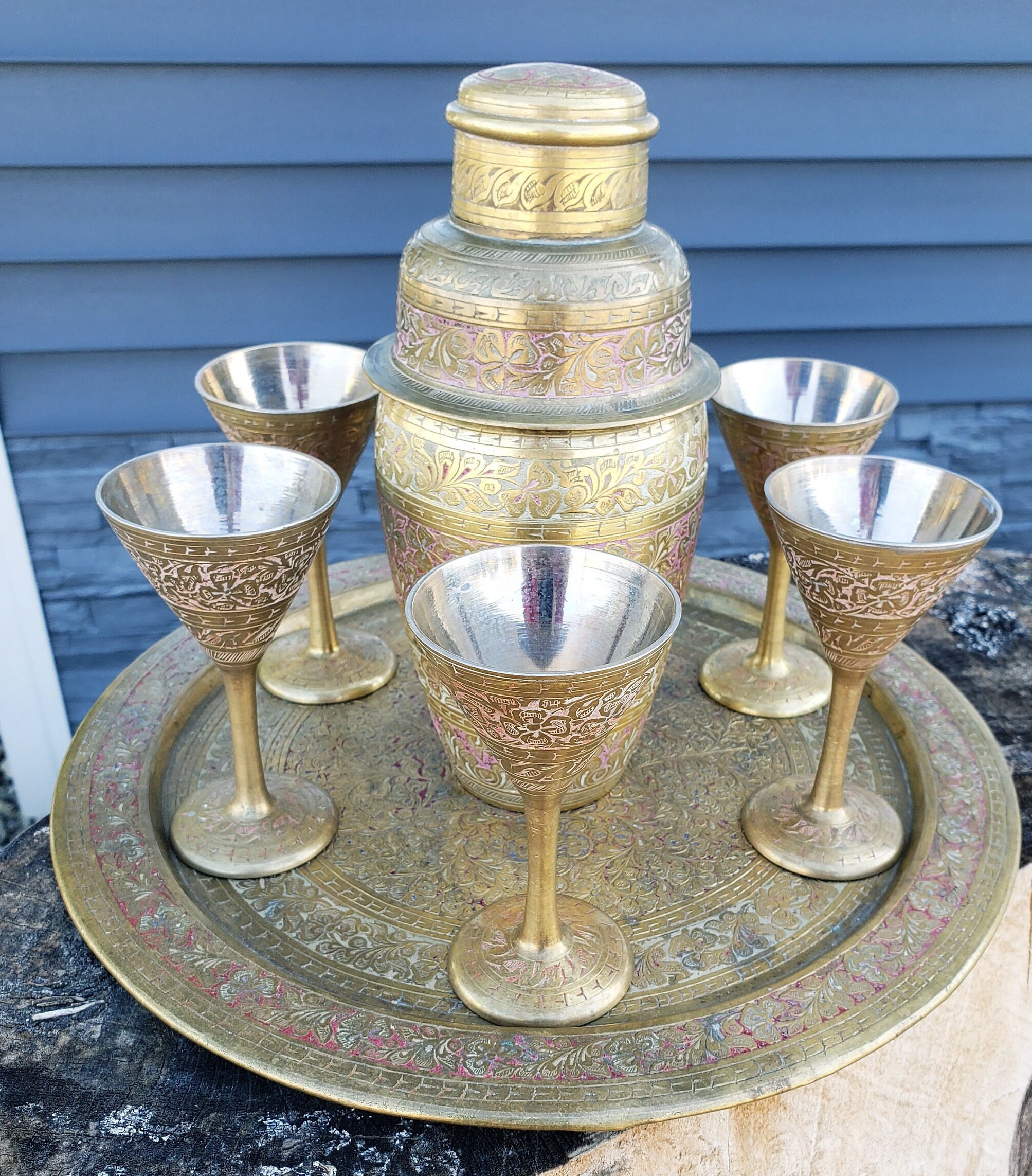 French Moroccan Silver Lined Trinity Cocktail Shaker Set ALL ORIGINAL ...