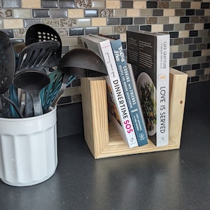 Wood Bookend Kitchen Bookend Tiny Bookcase Book Holder Kitchen Recipe ...