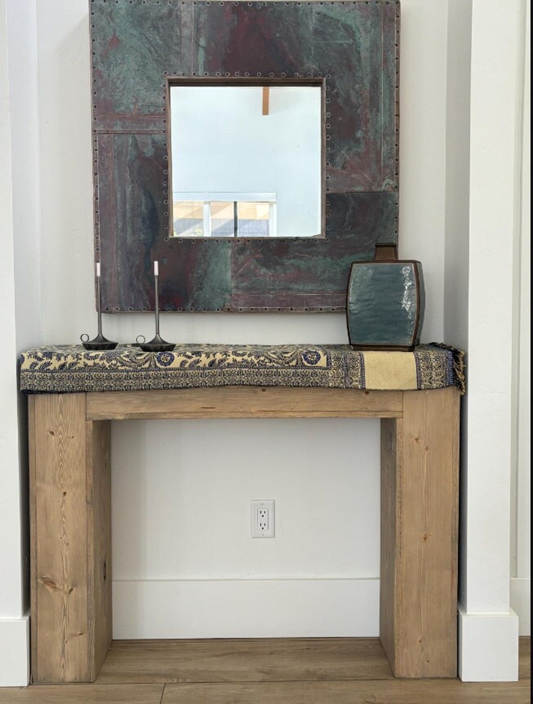 Handmade Hollow Custom Narrow Entryway Console Table Behind Couch Table ...