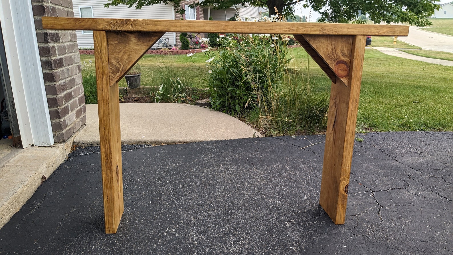 Narrow Console Table Rustic Wood Entryway Plant Stand Behind Couch/sofa ...