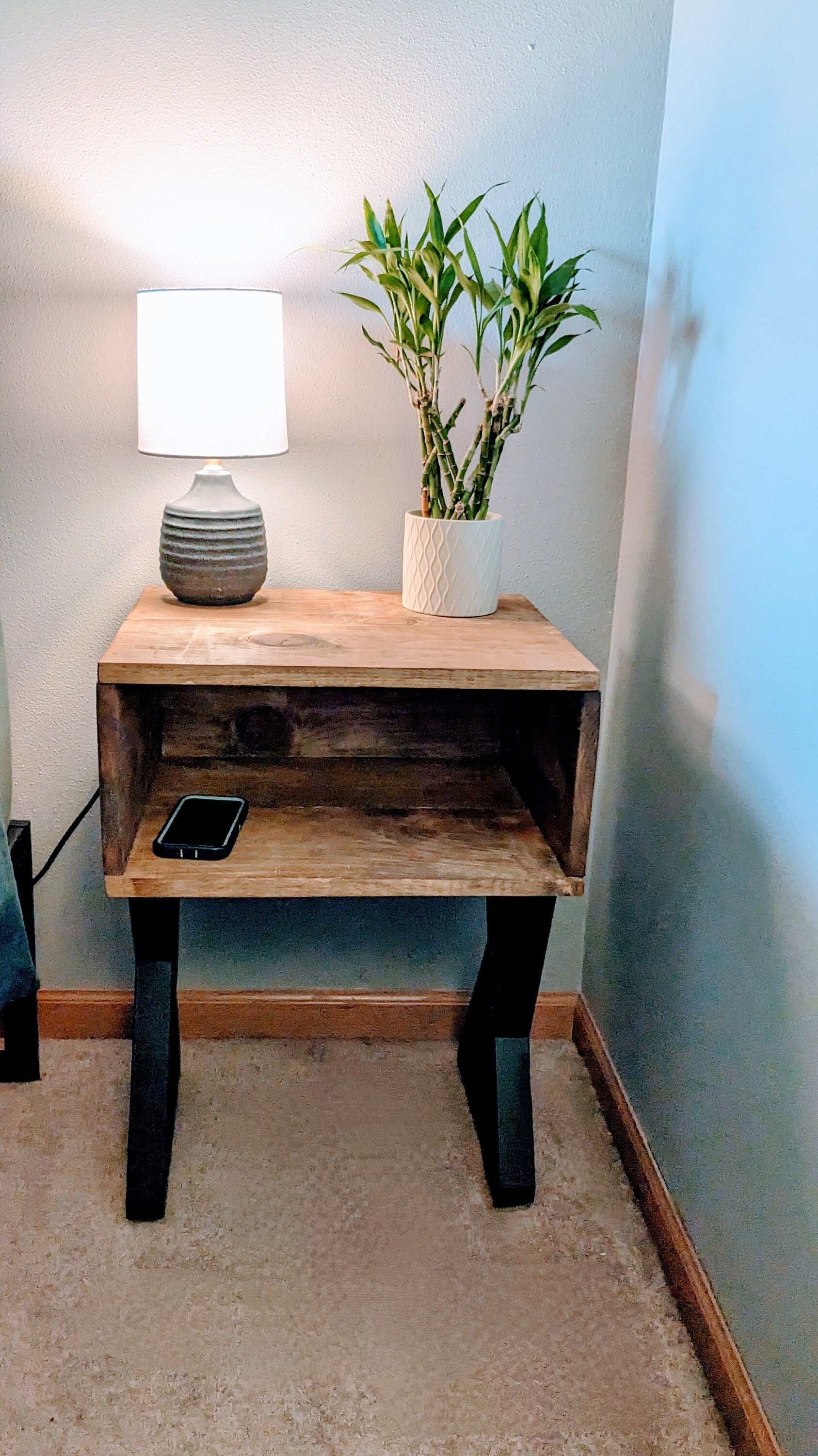 Wooden Night Stand Bedroom Furniture Compact Natural Wood Bedside Table ...