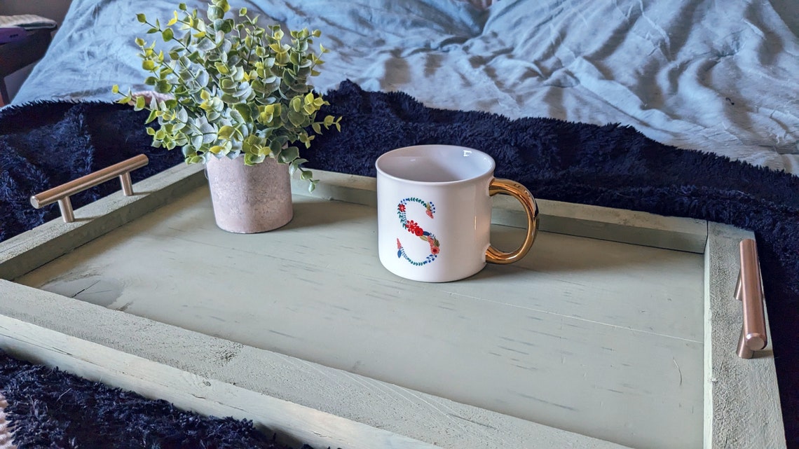 Rustic Breakfast Tray With Handles Table Setting Centerpiece - Etsy