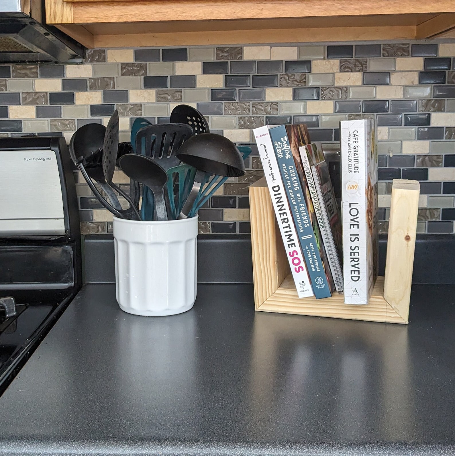 Wood Bookend Kitchen Bookend Tiny Bookcase Book Holder Kitchen Recipe ...