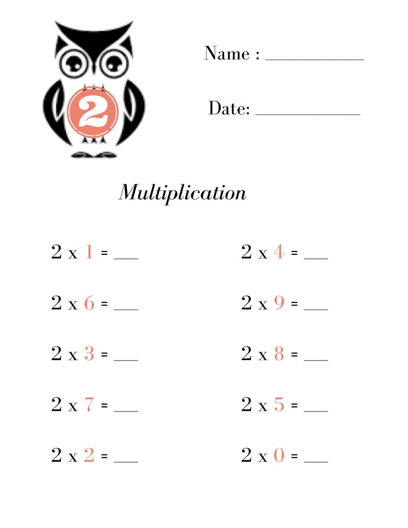 2-5 Multiplication Worksheets for Kids - Etsy