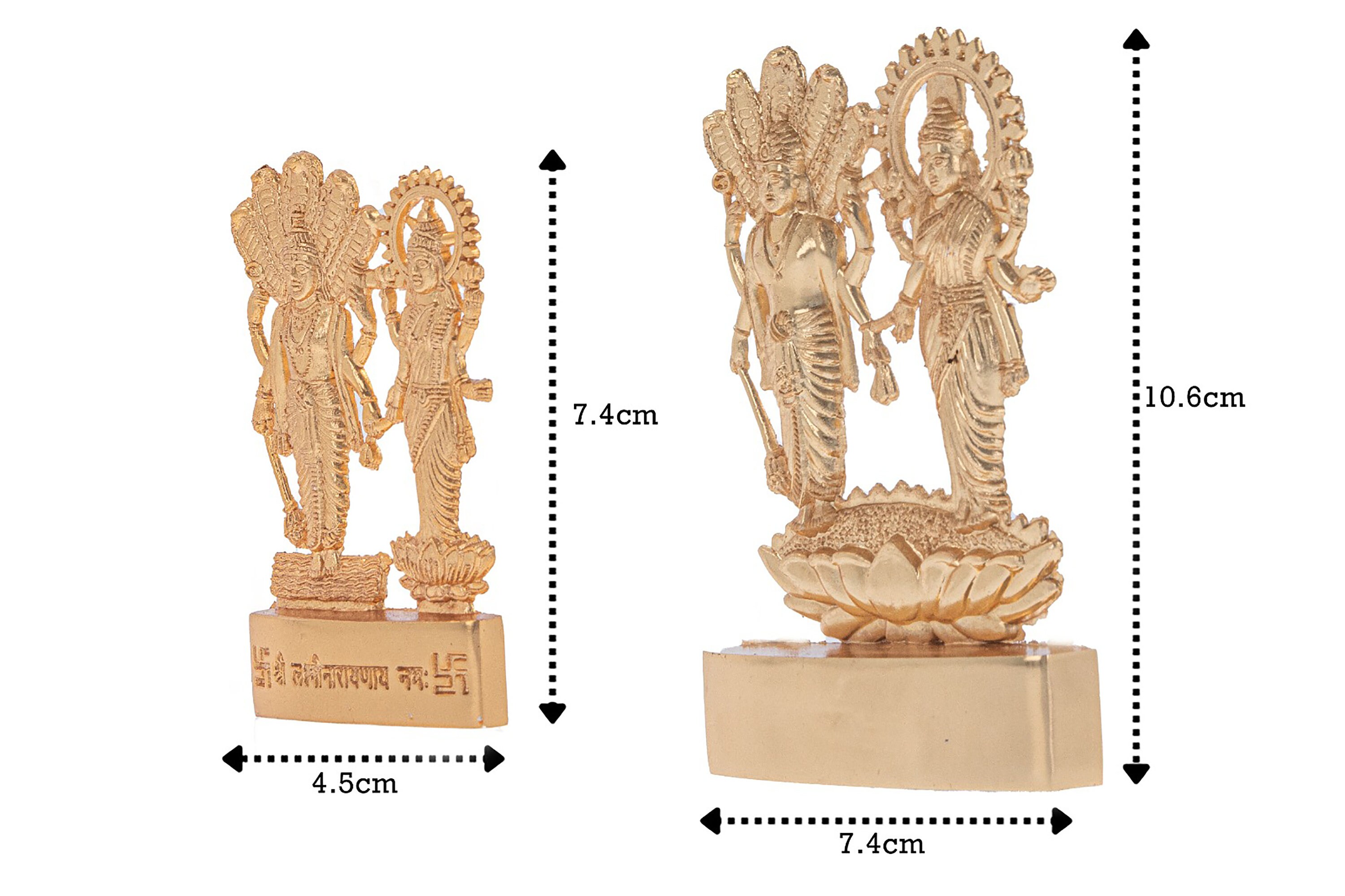 Lakshmi Narayan Statue Golden Hindu God Standing Lakshmi Vishnu Idol ...