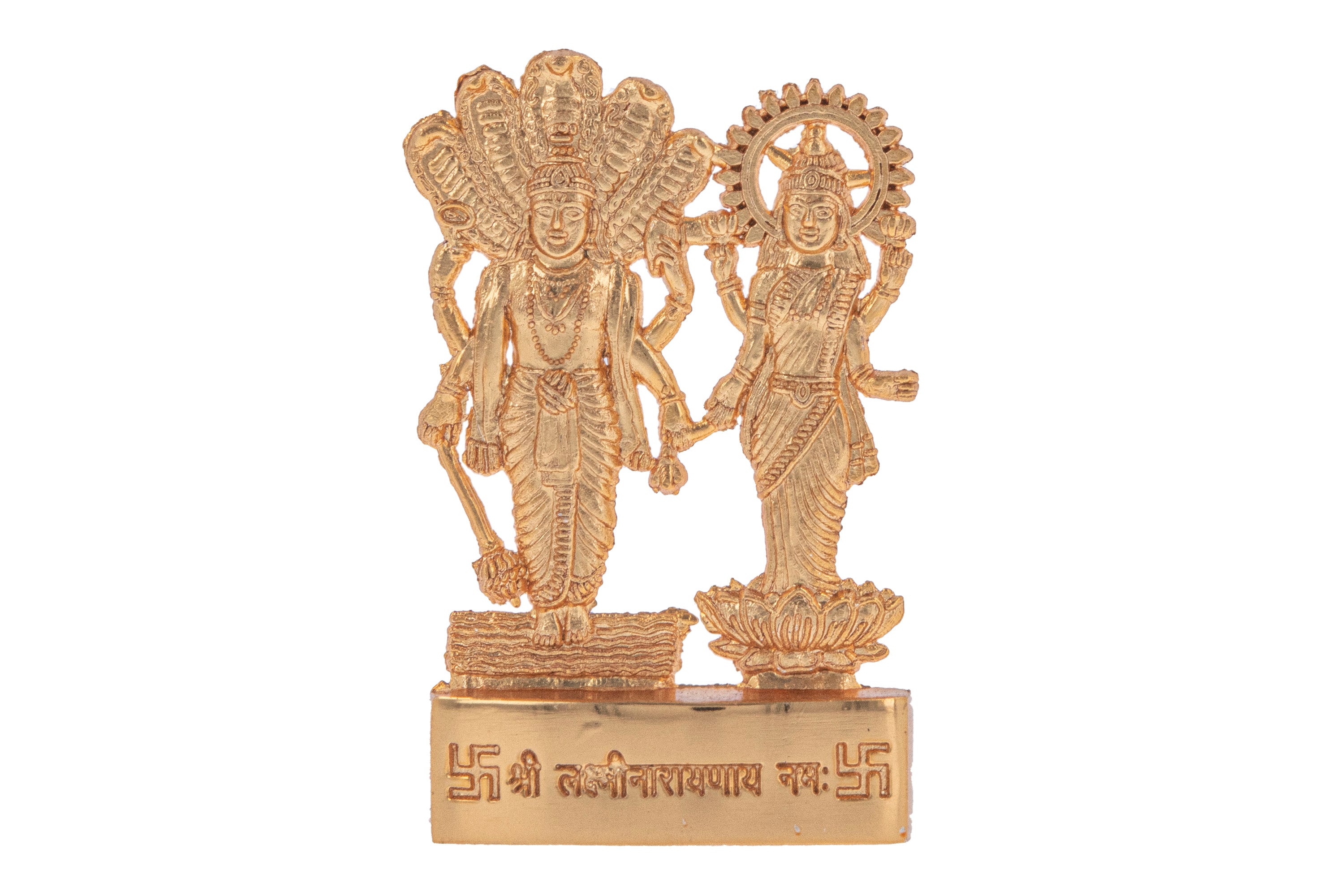 Lakshmi Narayan Statue Golden Hindu God Standing Lakshmi Vishnu Idol ...