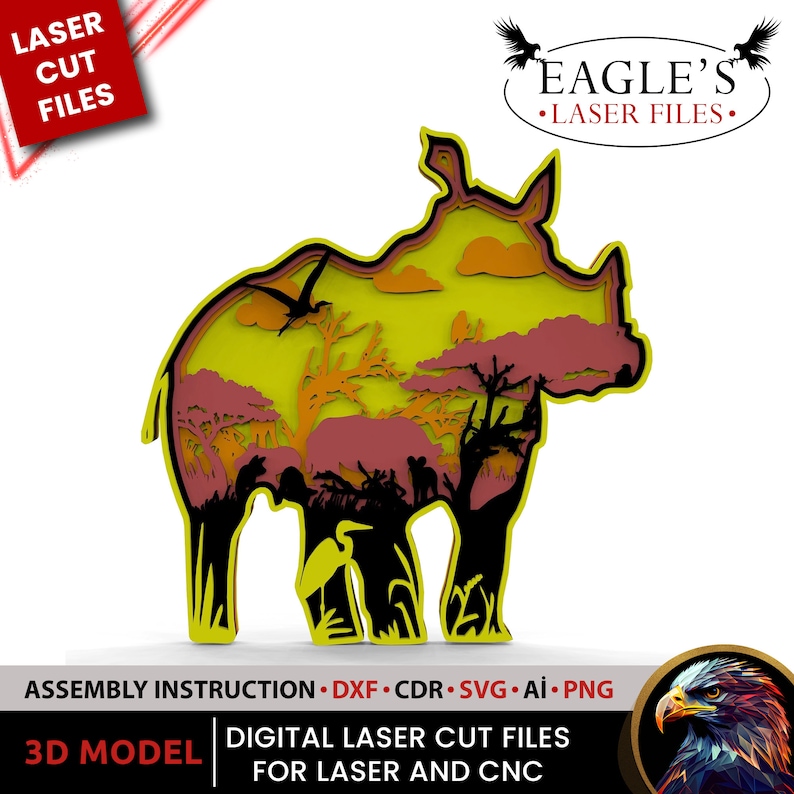 Multilayer Animals SVG Bundle | Lion Giraffe Elephant Rhino Flamingo ...