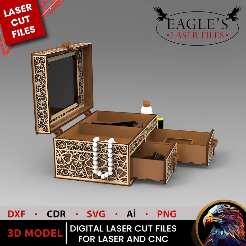 Laser Cut Jewelry Box SVG | Multilayer Wooden Gift Box With Engraving ...