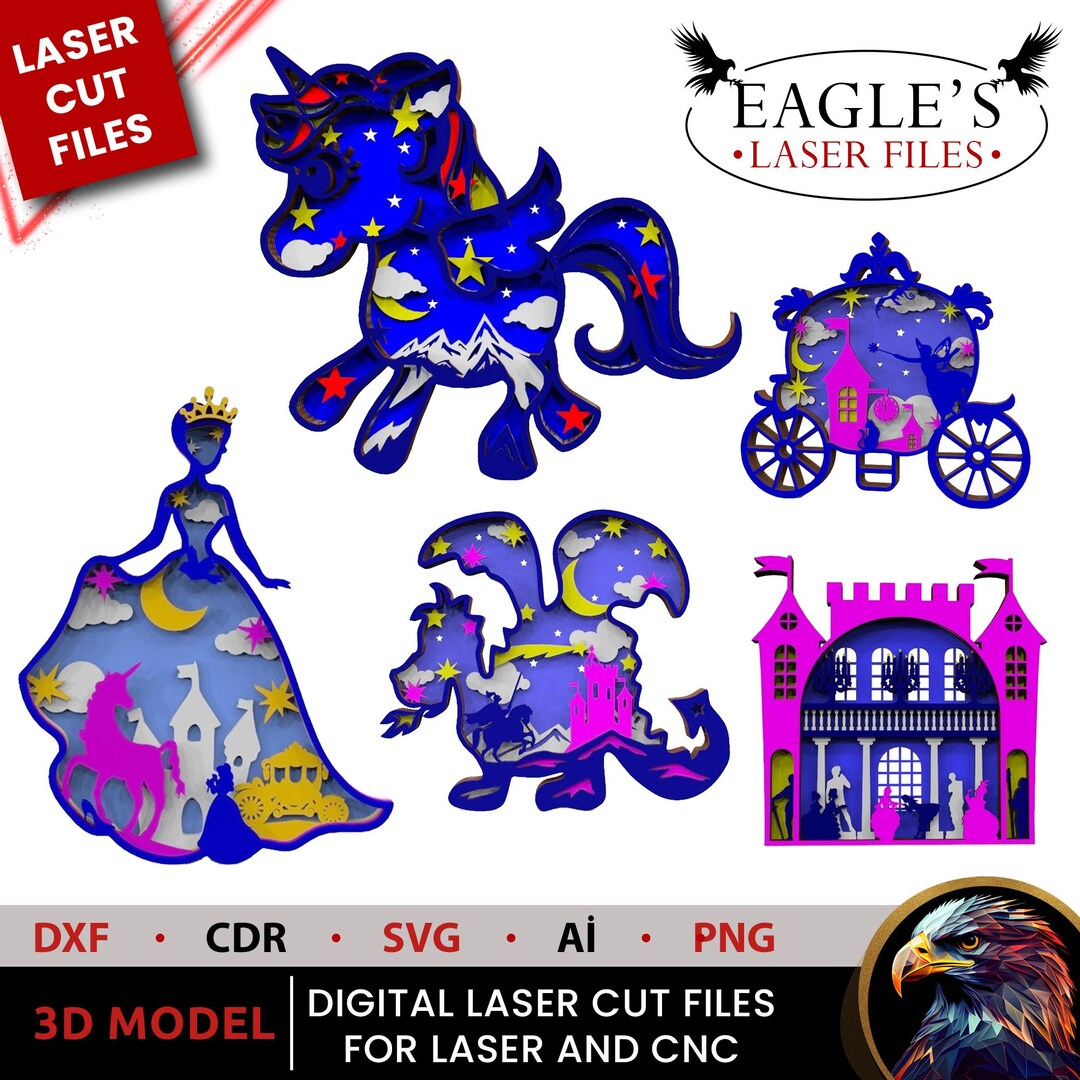 Layered Fantasy Laser Cut Files – DIY Painting Kits (svg, Dxf, Cdr, Eps ...