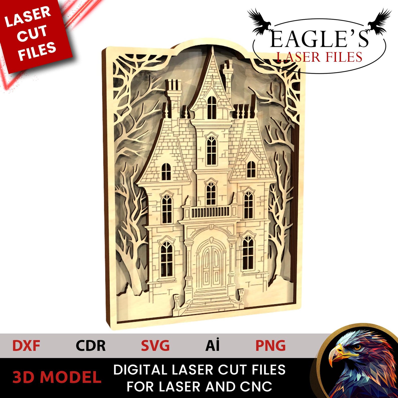 Dracula House Laser Cut File | Multilayer Vampire Mansion SVG ...