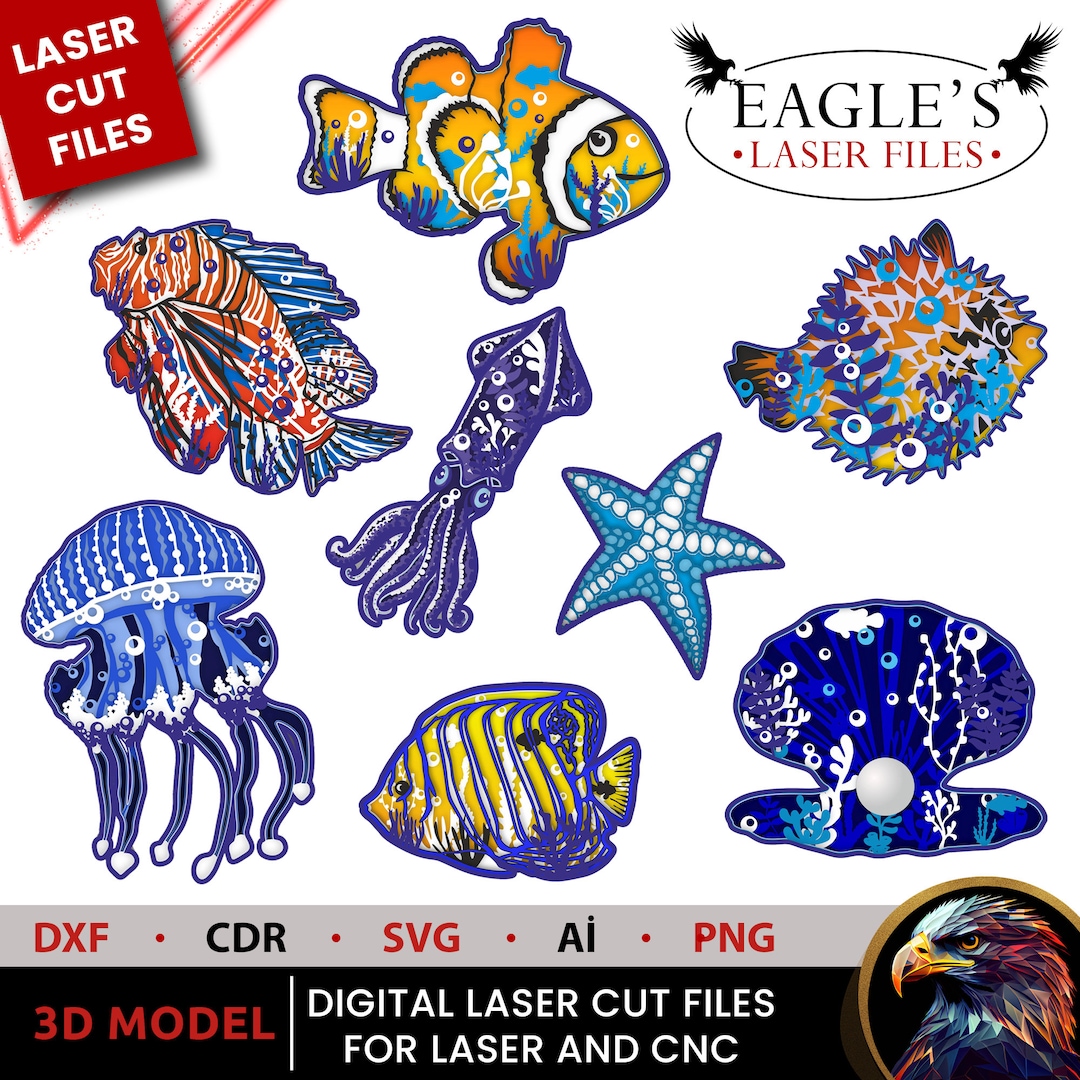 Svg Pack Layered 3D Laser Cutting Files, Laser Cut Fish Files, Multi ...