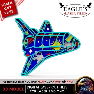 Laser cut files Multi Layered space 5 layers Bundle 3D Svg astronaut ...